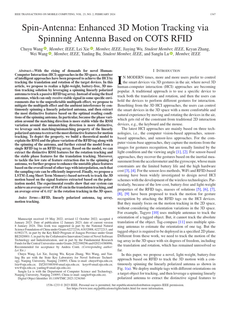 Spin-Antenna Enhanced 3D Motion Tracking Via Spinning Antenna Based On ...