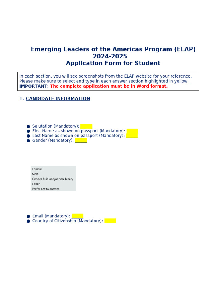 ELAP 2024-2025 Application Form | PDF | Identity Document