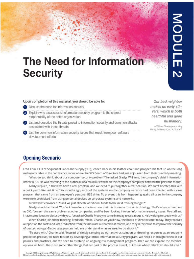 Principles of Information Security 7E - Module 2 | PDF | Copyright Infringement | Databases