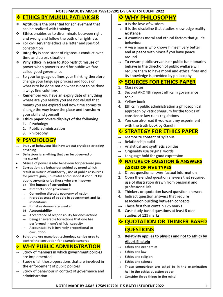 (P) Ethics by Mukul Pathak Sir (P) - 2 | PDF | Morality | Attitude (Psychology)