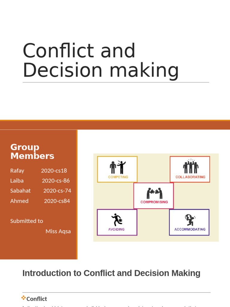 Conflict and Decision Making | PDF | Decision Making | Rationality