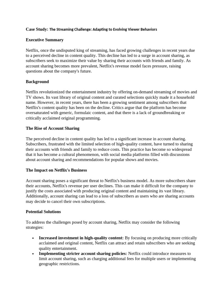 Netflix Case Study | PDF | Netflix | Subscription Business Model