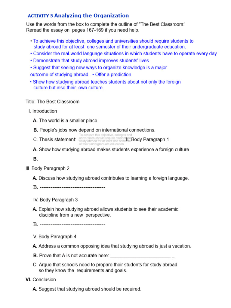 Edited - Best Classroom - Argument Essay - Activity 5 | PDF