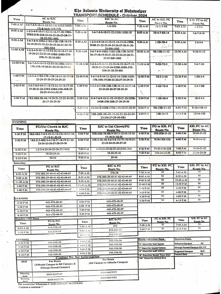 Transport Schedule Oct.2024 | PDF