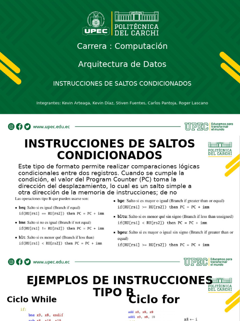 Instrucciones de Saltos Condicionales | PDF | Métodos y materiales de ...