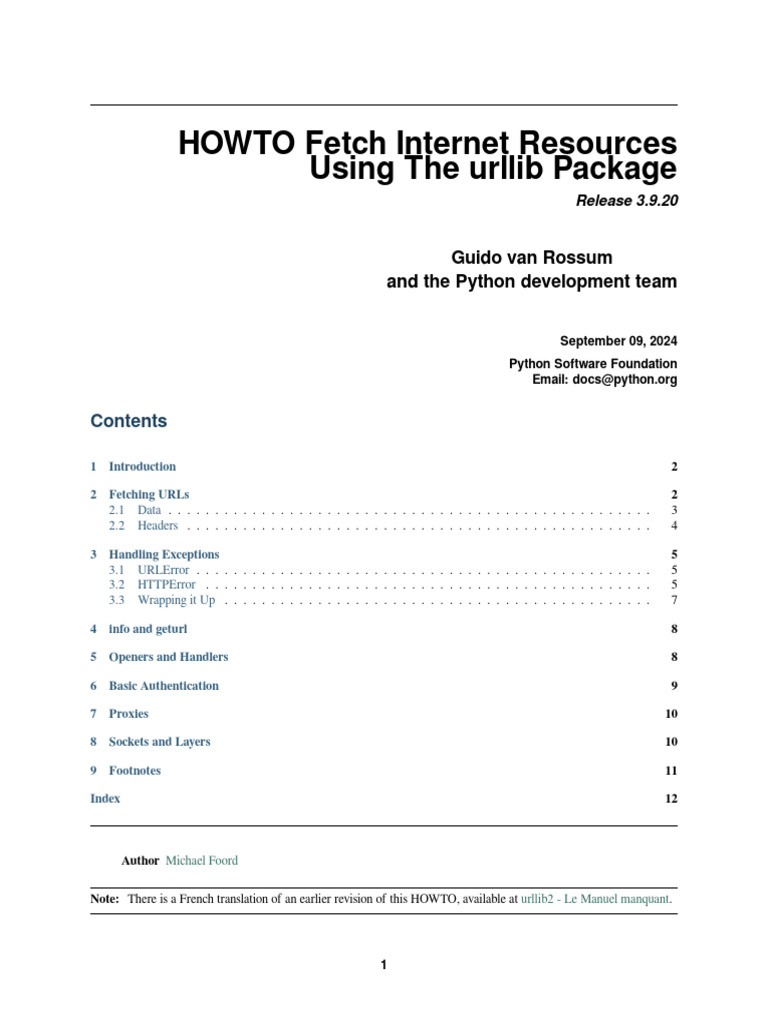 Fetching URLs with Python's urllib | PDF | Proxy Server | Software ...