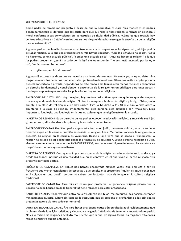 Hemos Perdido El Oremus | PDF | Laicismo