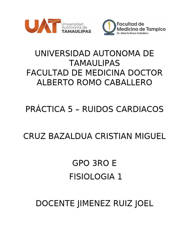 Auscultación y Ruidos Cardiacos | PDF | Corazón | Órgano (anatomía)