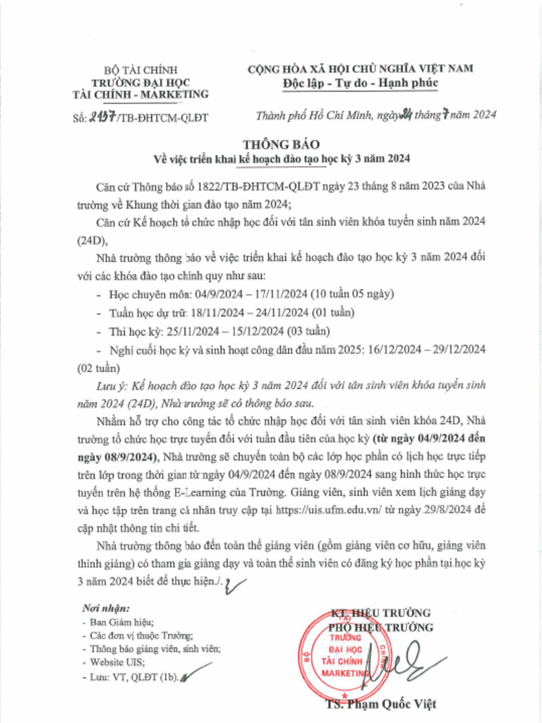 TB Trien Khai KHDT Hk3 2024 | PDF