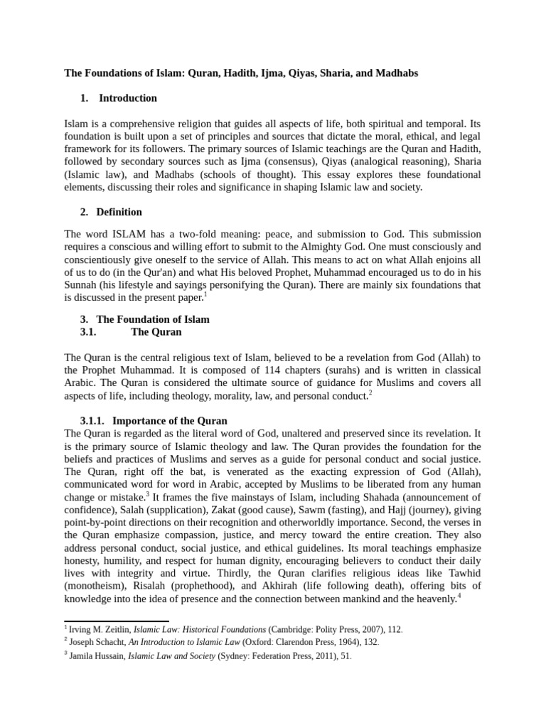 The Foundations of Islam | PDF | Sharia | Hadith