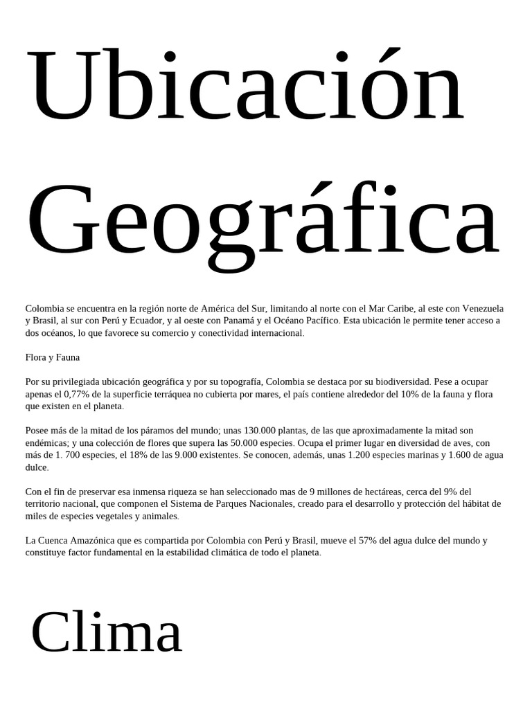 Colombia: Ubicación y Biodiversidad en Sudamérica | PDF | Colombia ...