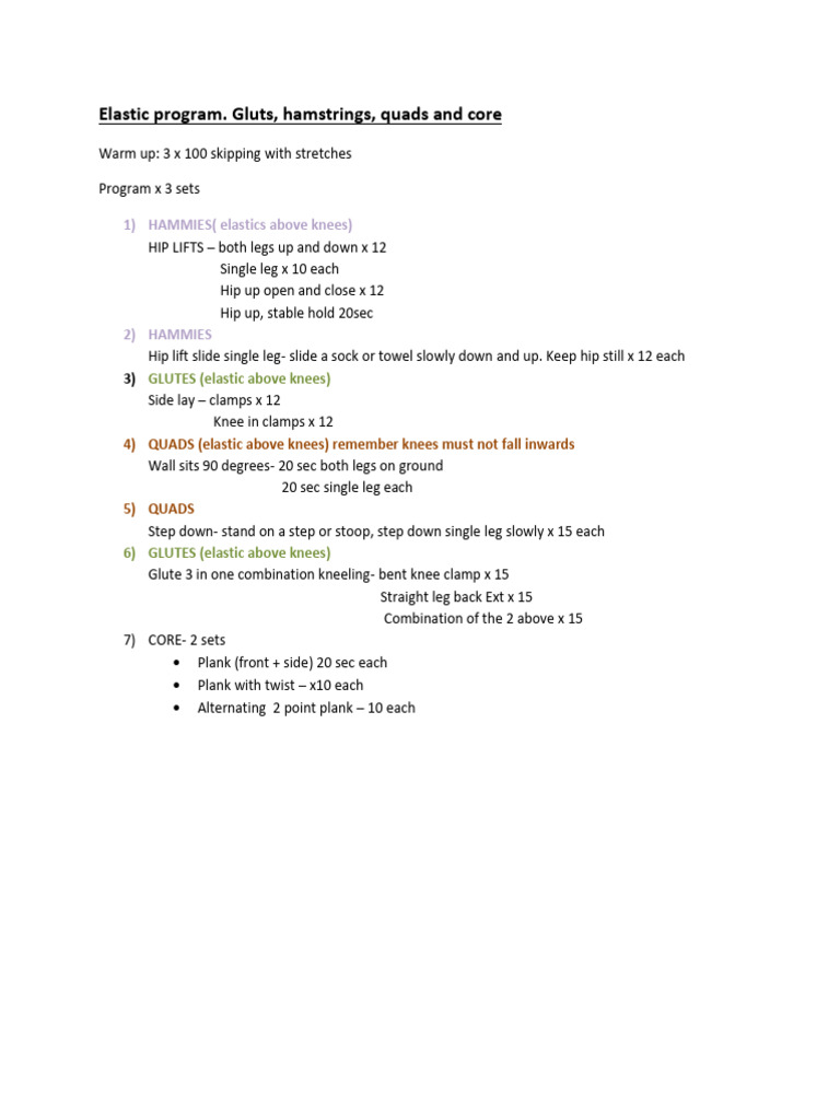 Elastic and Core Program 2024 Off Season | PDF