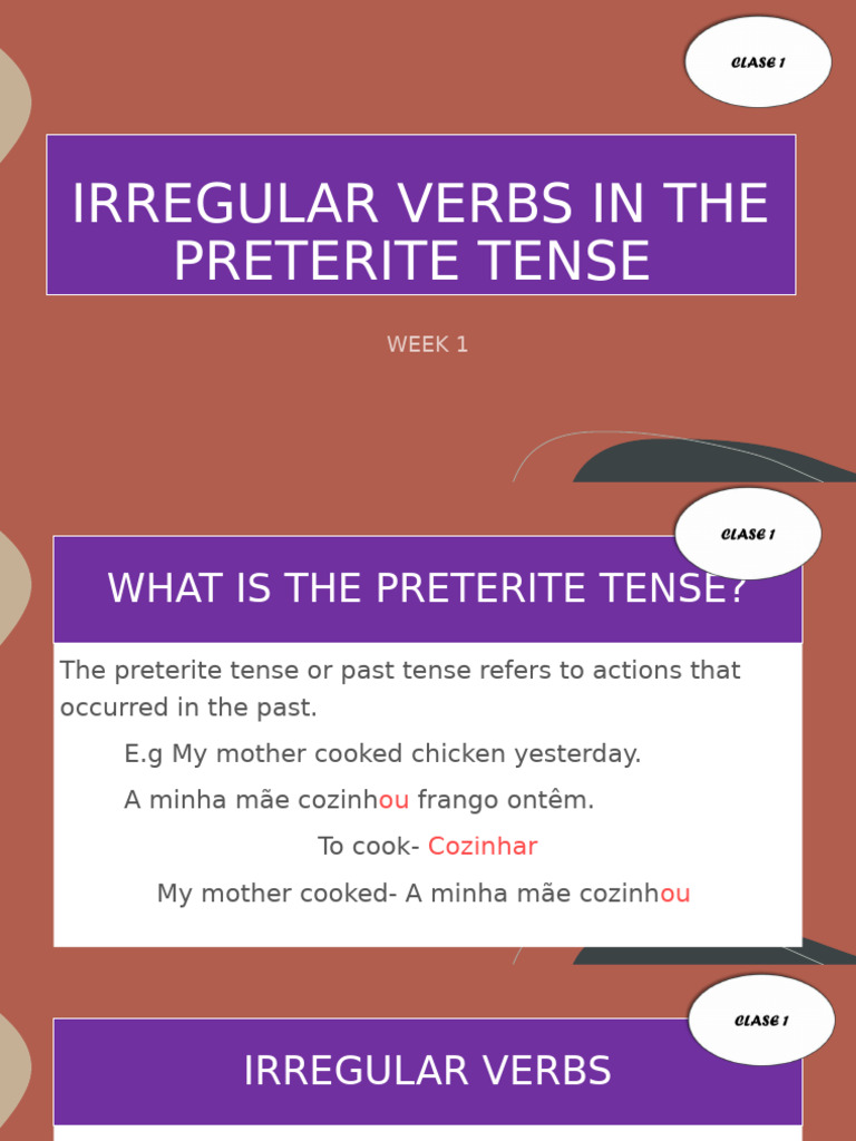 GR 10 Week1 - Irregular Verbs in The Preterite Tense 1 | PDF