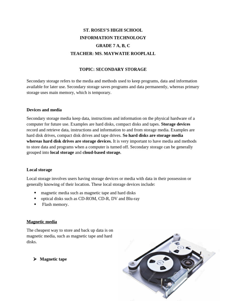 Lesson 7 (Secondary Storage) | PDF | Dvd | Computer Data Storage