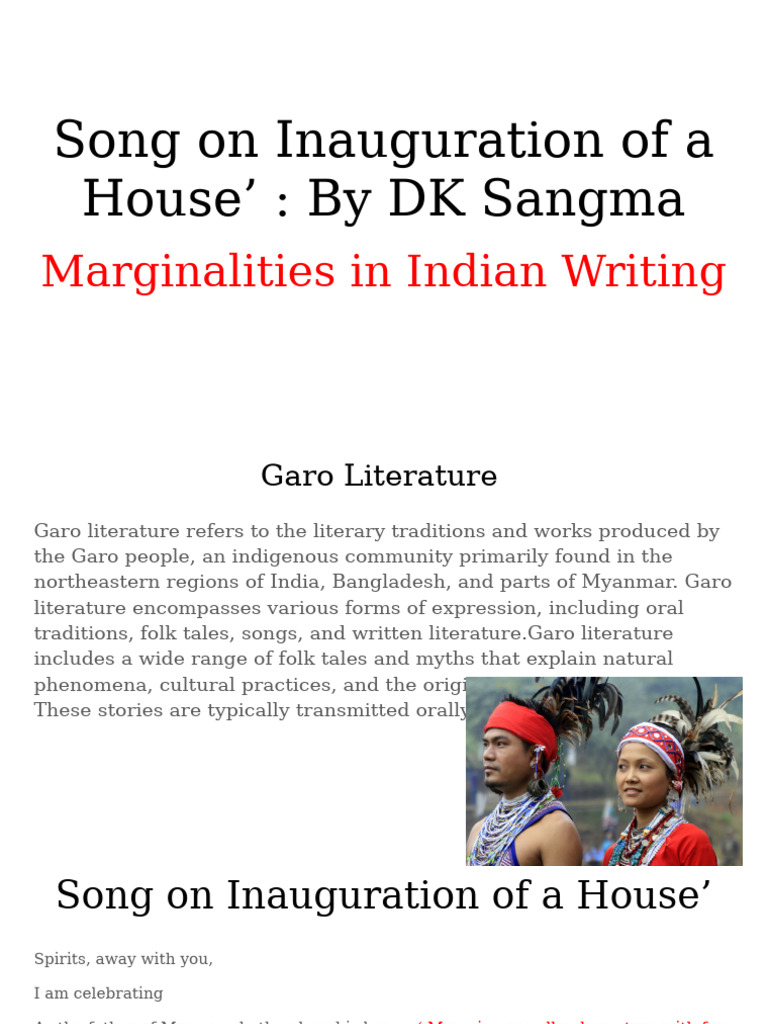 Song On Inauguration of A House': by DK Sangma | PDF