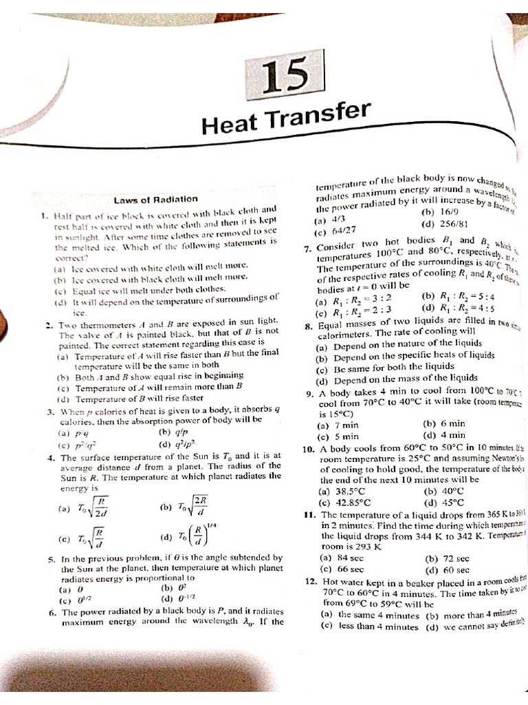 Heat Transfer Jee Mains Question Bank | PDF