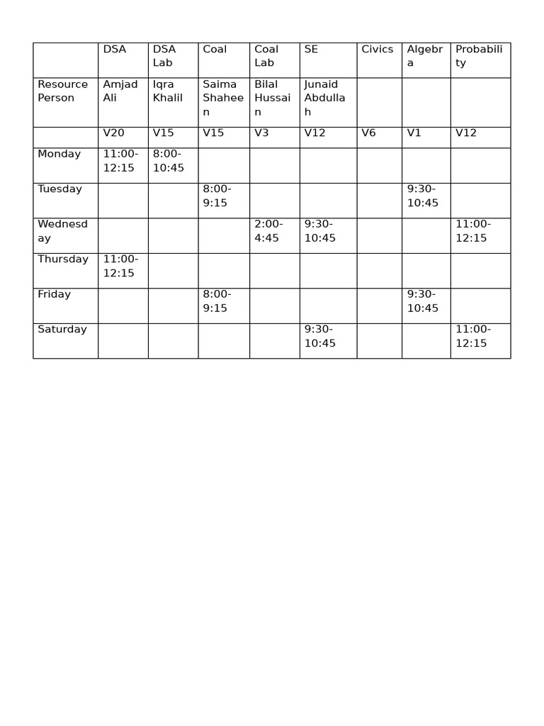 Hadi Timetable | PDF