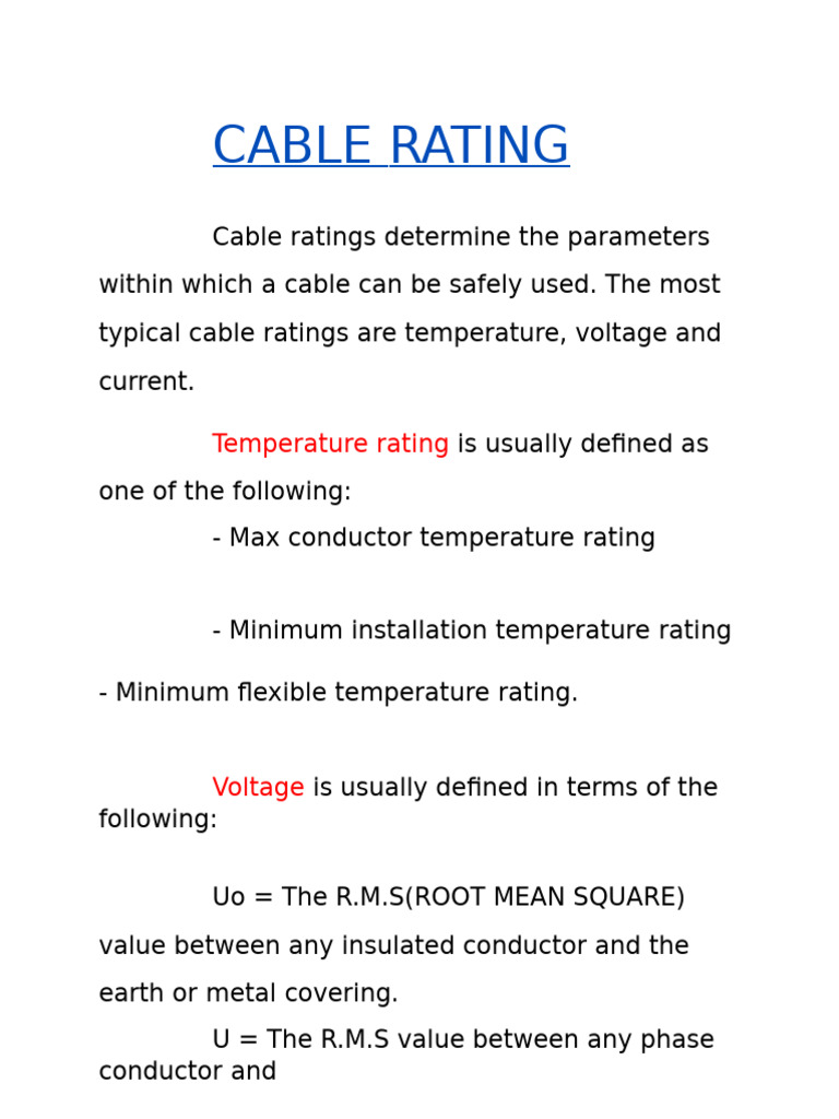 Cable Rating Group4 | PDF | Voltage | Electrical Conductor