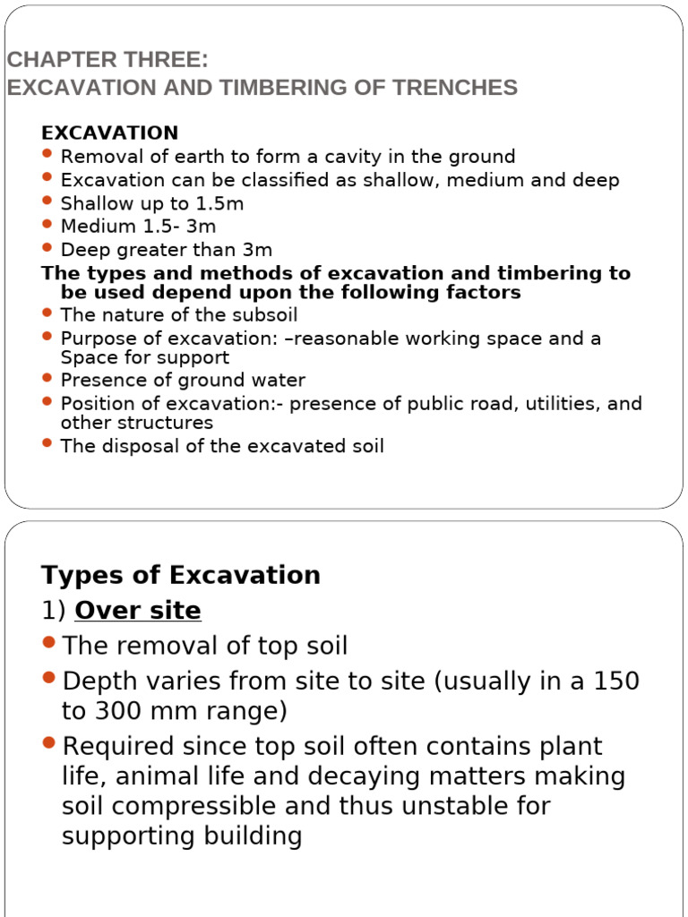 Excavation and Timbering | PDF | Soil | Trench