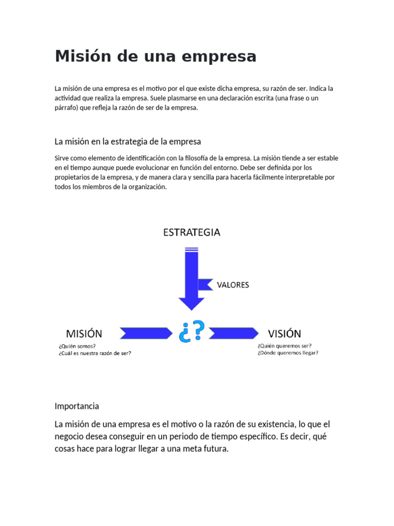 Importancia y Ejemplos de Misión Empresarial | PDF | Negocios