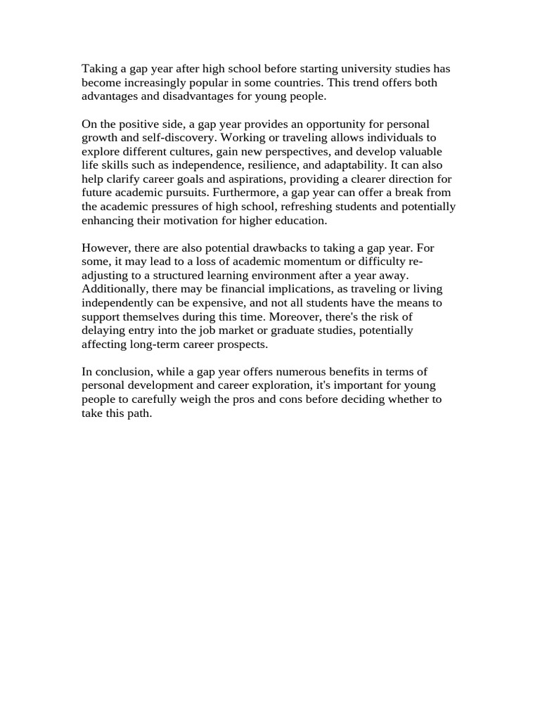 Taking A Gap Year After High School | PDF