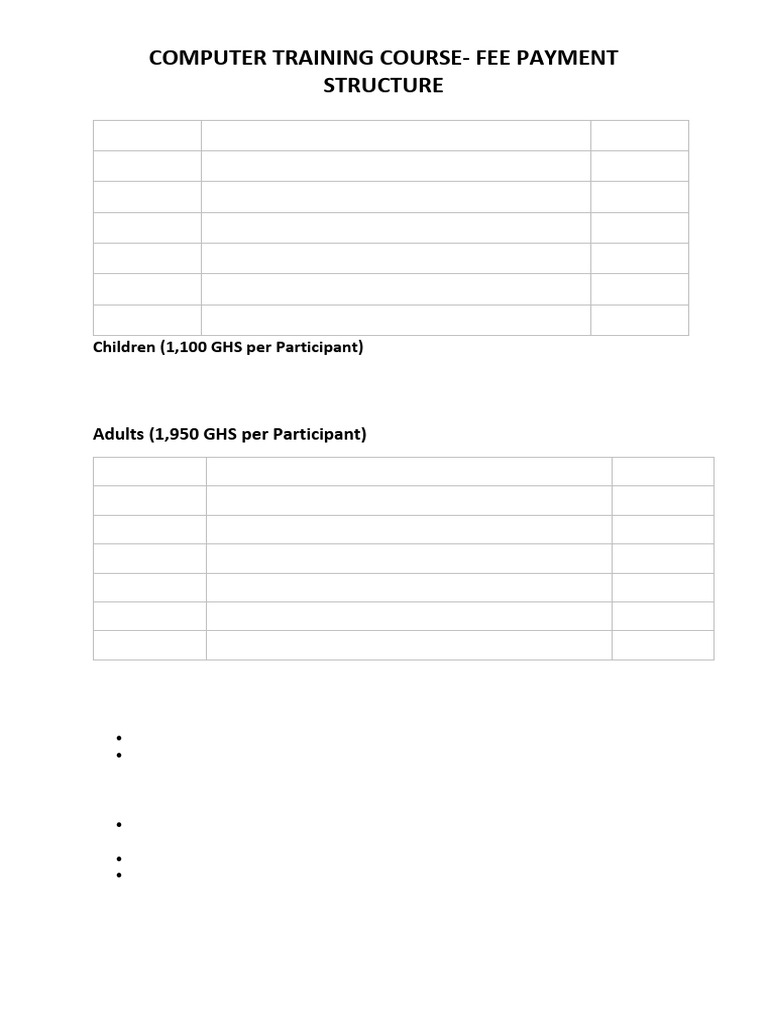 Computer Training-Payment Structure | PDF | Computers