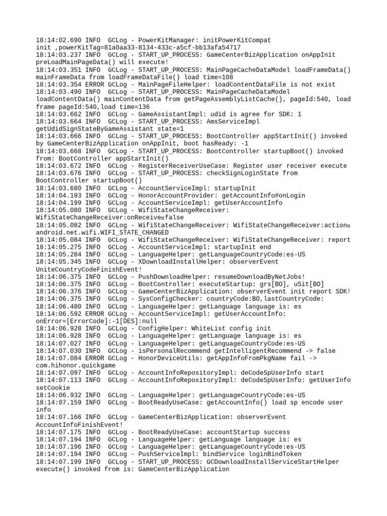 GameCenter Startup Log Analysis | PDF