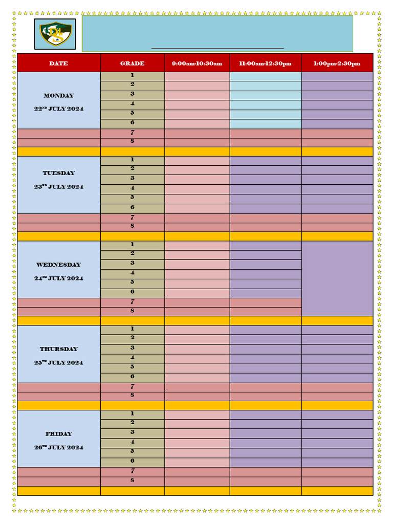 Grade Sch. Exams Time Table July 2024 | PDF