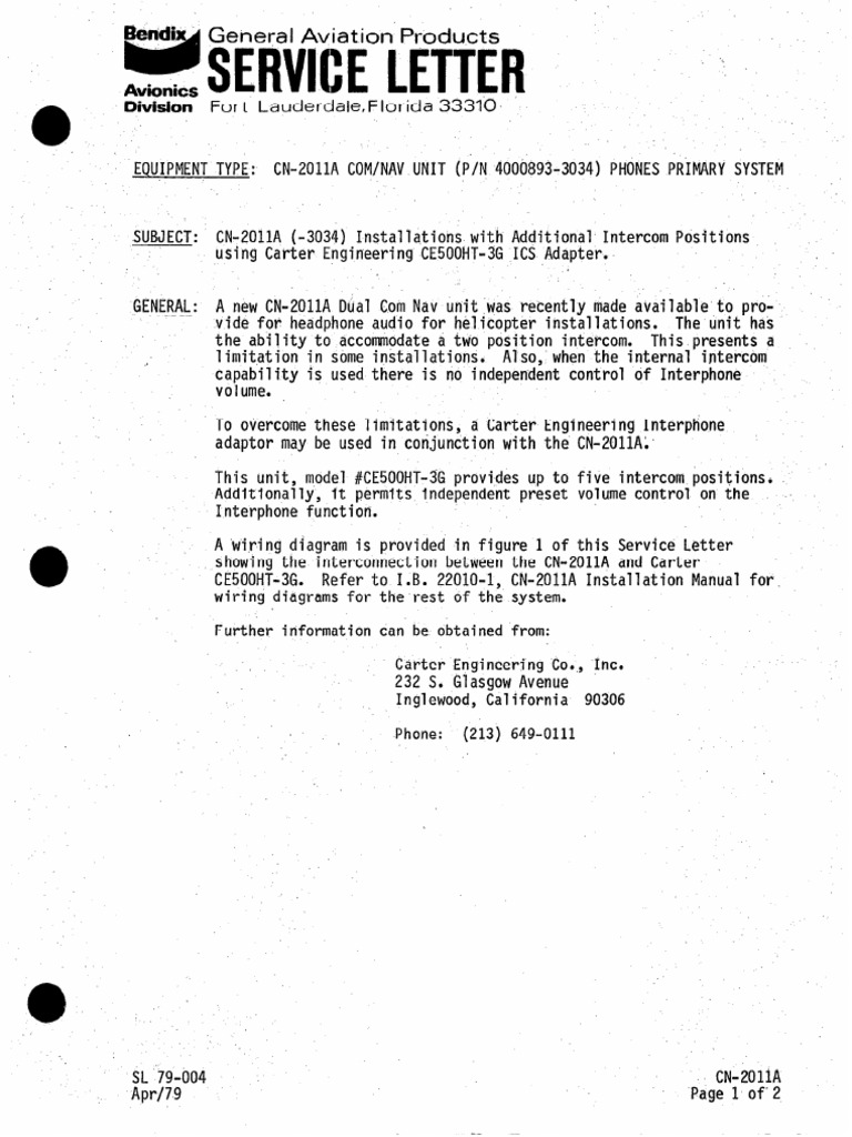 Service Letter: Geheral Aviat - Ion Products | PDF | Manufactured Goods ...