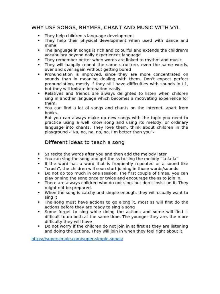 Enhancing Language with Songs and Chants | PDF | Language Arts ...