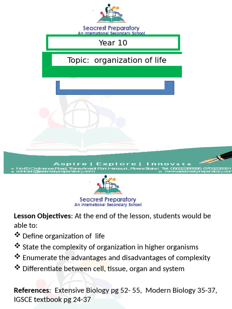 Organization of Life | PDF | Tissue (Biology) | Cell (Biology)