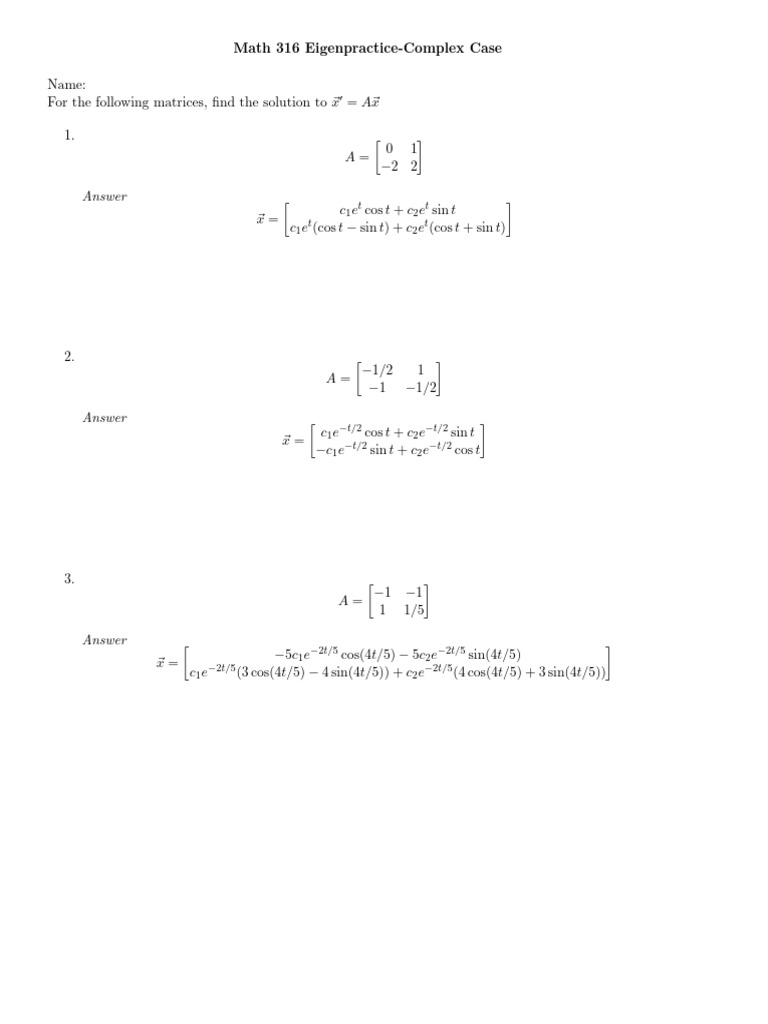 Eigenpractice, Complex Case | PDF