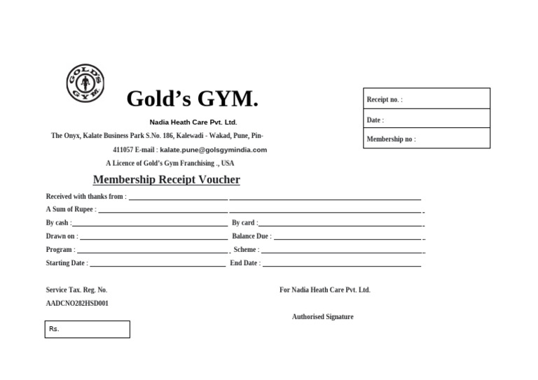 Gold Gym Bill Format | PDF