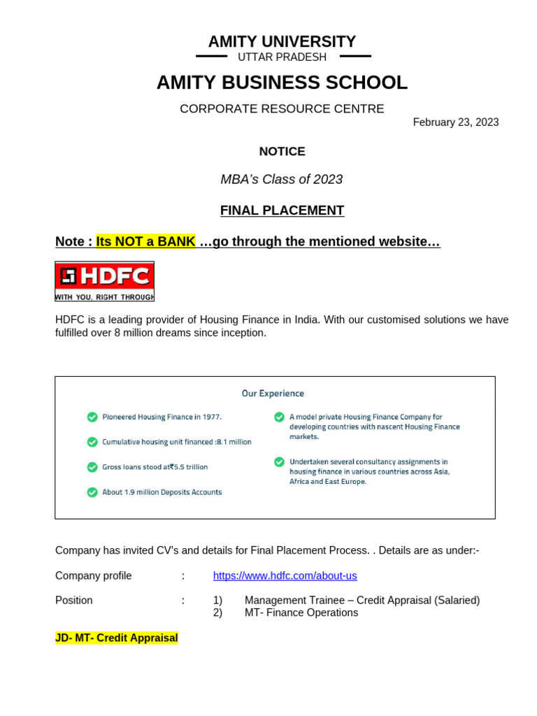 HDFC LTD Notice | PDF | Loans | Credit