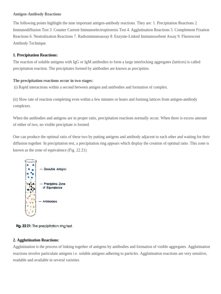 Antigen-Antibody Reaction Overview | PDF | Antibody | Complement System