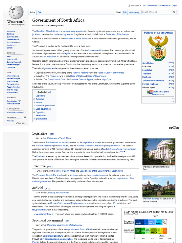 En Wikipedia Org Wiki Government of South Africa | PDF | Legislature ...