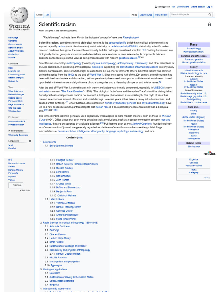 En Wikipedia Org Wiki Scientific Racism | PDF | Race (Human ...
