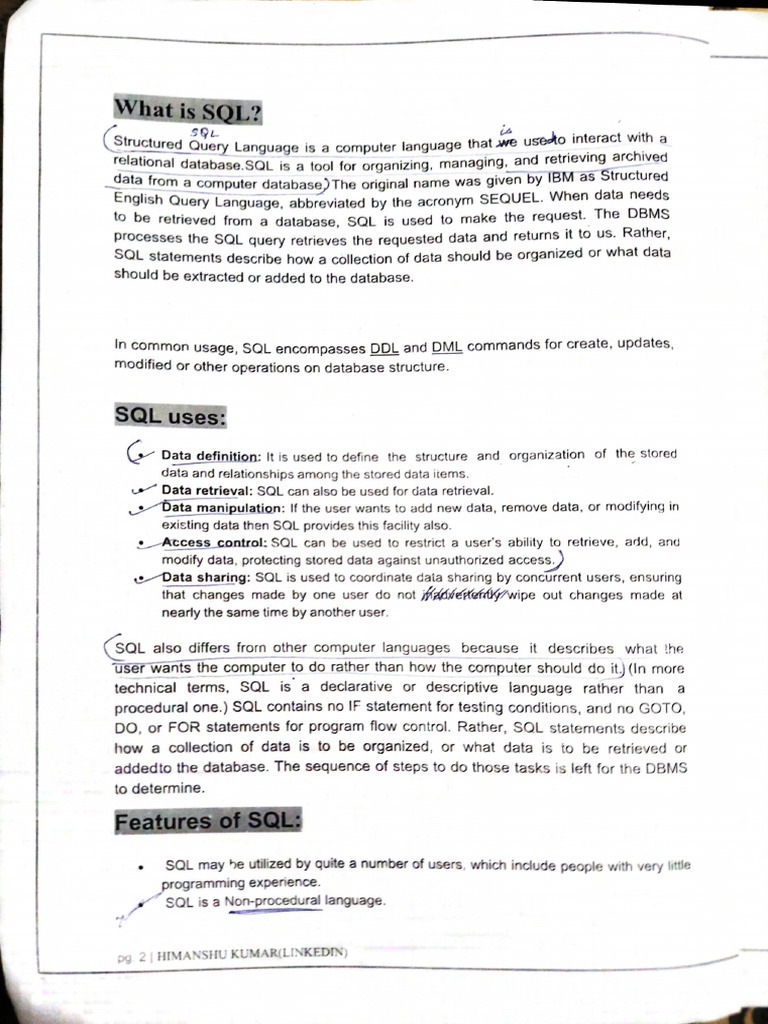 SQL Notes | PDF