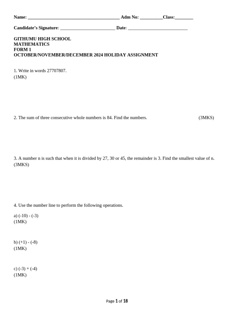 Form 1 Maths | PDF | Circle | Area