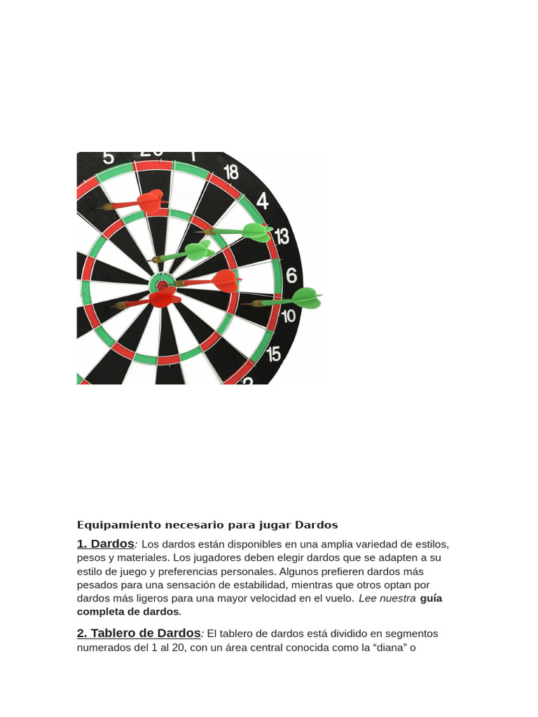 Reglas y Equipamiento para Jugar Dardos | PDF
