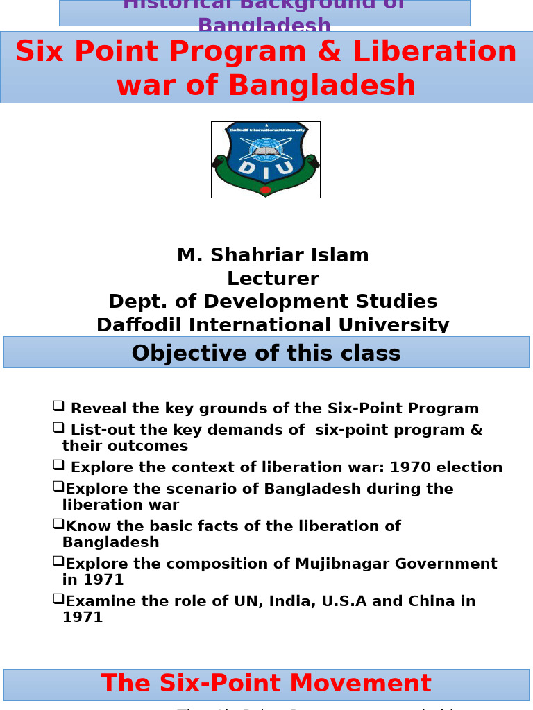 Lecture 15-16 Six-Point Movement Liberation War | PDF | Government Of ...