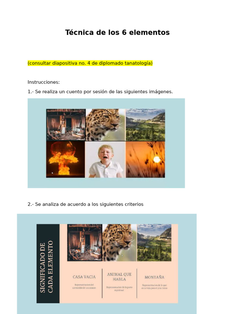 Técnica de Los 6 Elementos, Psicoanalisis | PDF | Ciencia y matemáticas | Tecnología