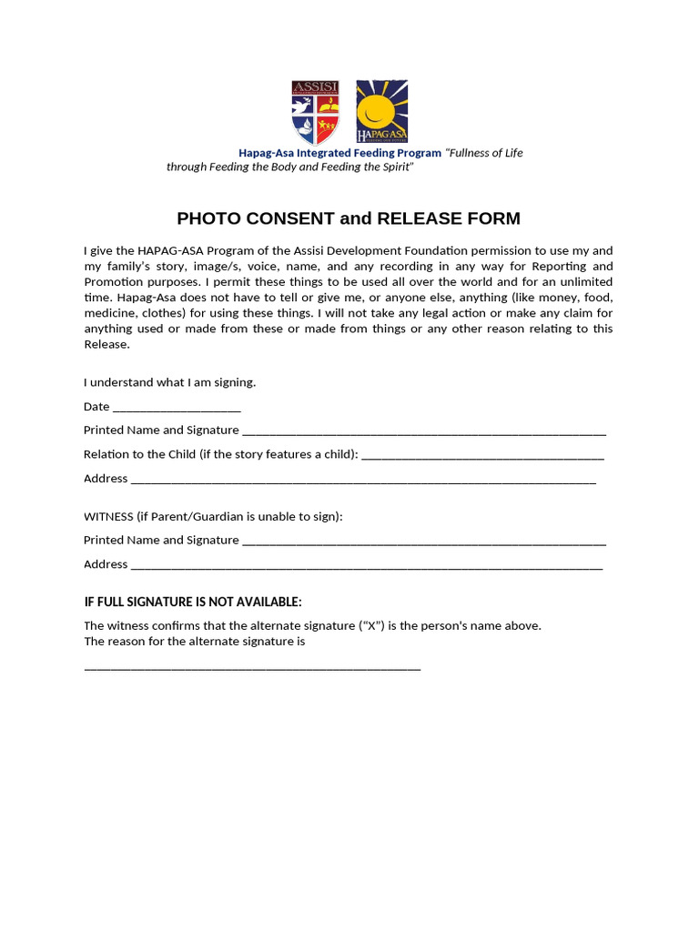 Photo Consent and Release Form | PDF