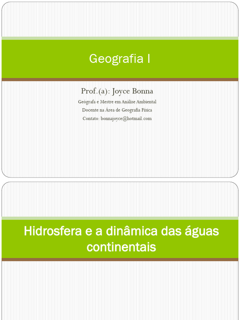 Hidrosfera e Dinâmica das Águas Continentais | PDF | Água | Água potável