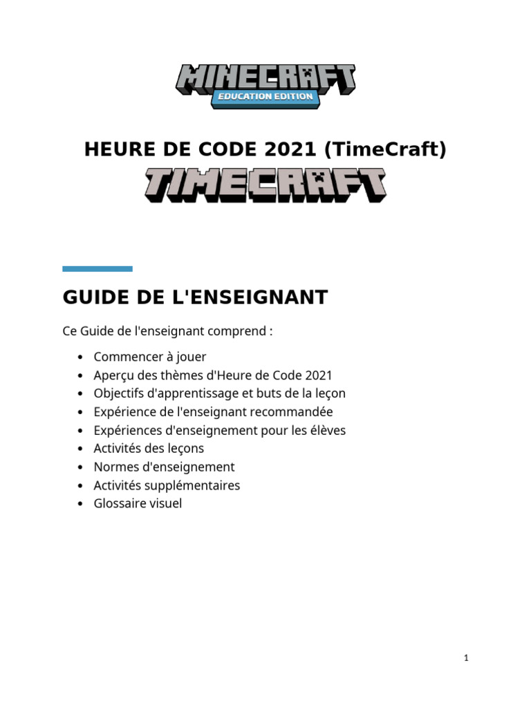 Guide enseignant Heure de Code 2021 | PDF | Programme informatique ...