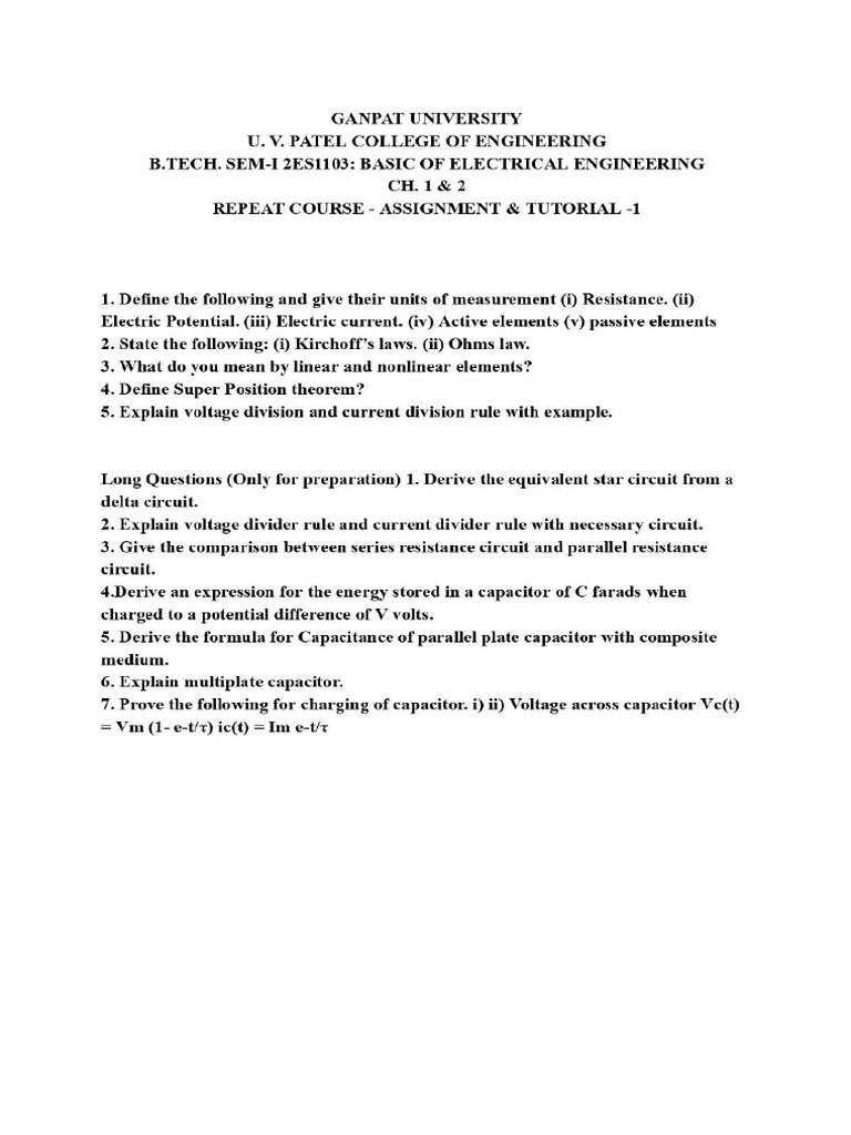 Assignment 1 BEE | PDF