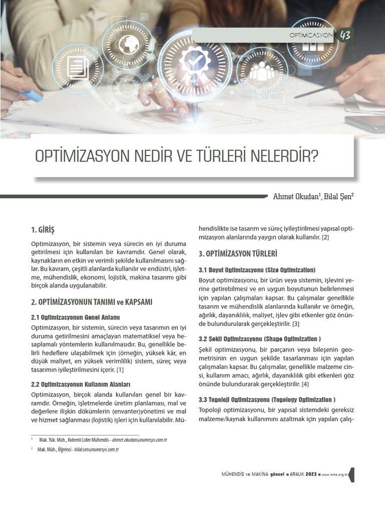 Optimizasyon Nedir Ve Türleri Nelerdir? | PDF