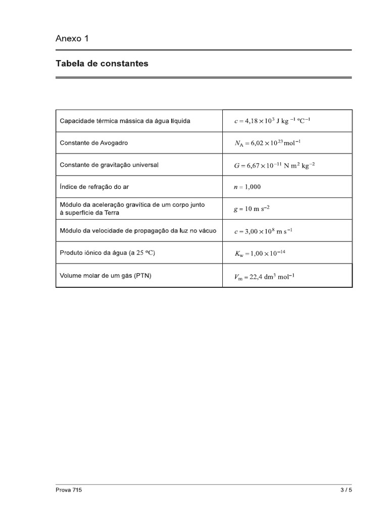 Formulário Exame FQA | PDF