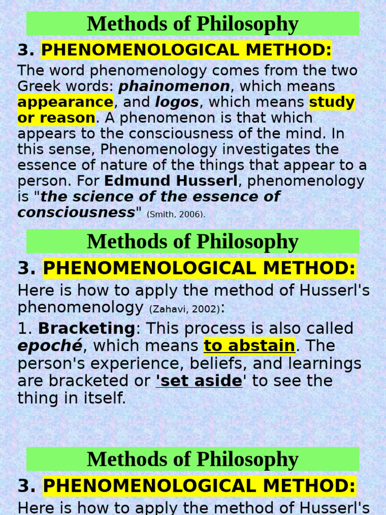 Philosophy Methods Explained | PDF | Phenomenology (Philosophy ...