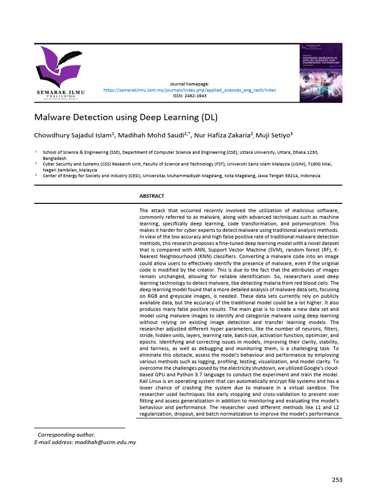 Malware Detection Using Deep Learning Dl Pdf Malware Deep Learning